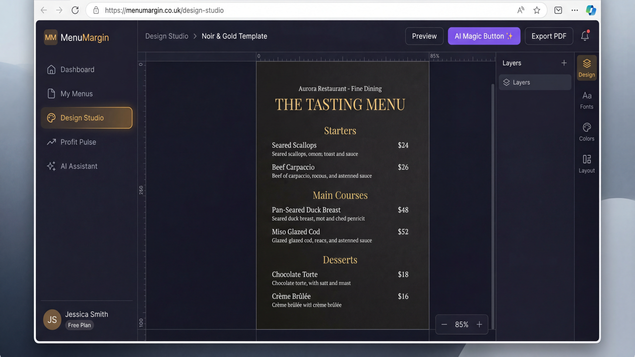 MenuMargin | AI Menu Builder & Food Cost Engineering for UK Restaurants
